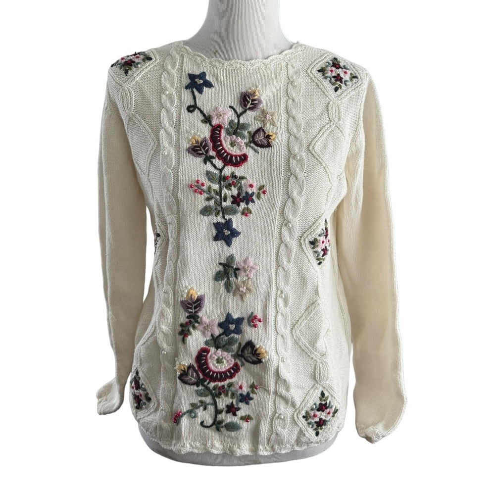 Vintage Blair Cottage-Core Floral Embroidered Pullove… - Gem